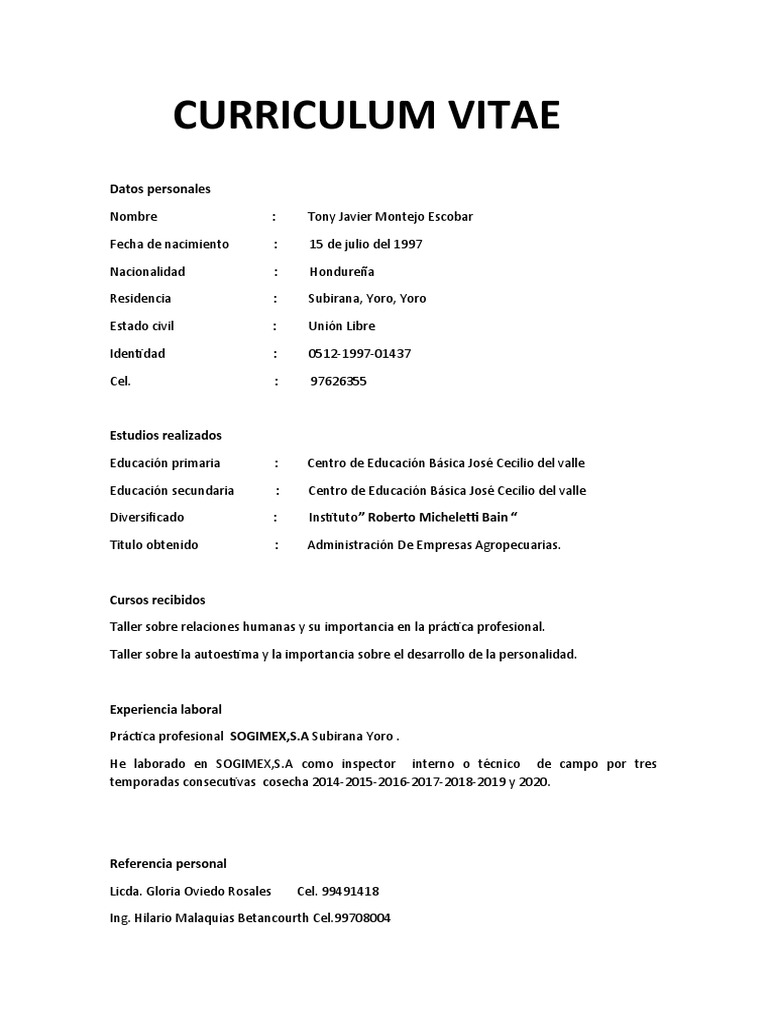 Curriculum Vitae Tony | PDF | Ciencias sociales
