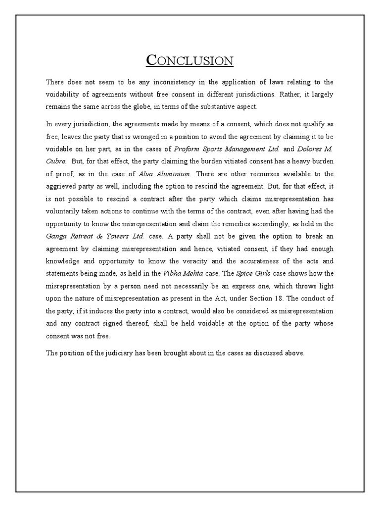 Agreements Without Free Consent | PDF