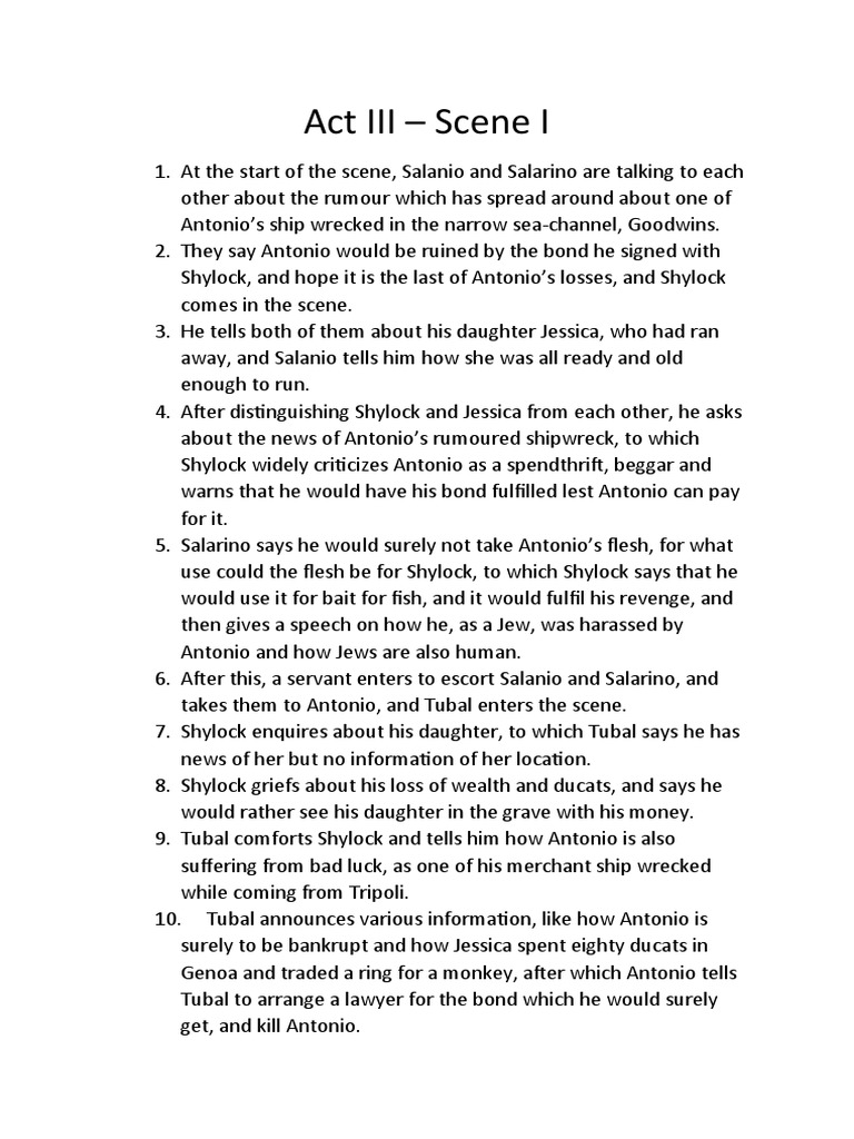 Act III - Scene I | PDF | The Merchant Of Venice | Shylock
