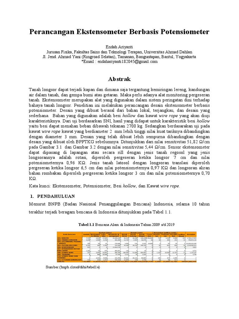 Ekstensometer Potensiometer untuk Longsor | PDF | Sains & Matematika ...