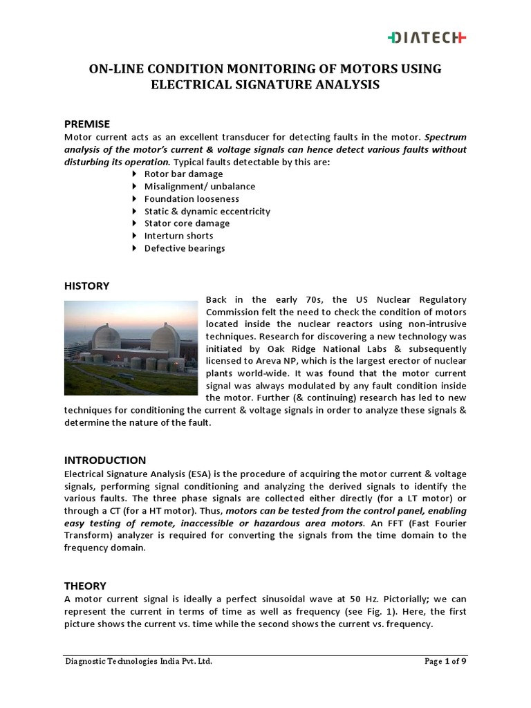 On-Line Condition Monitoring of Motors Using Electrical Signature ...