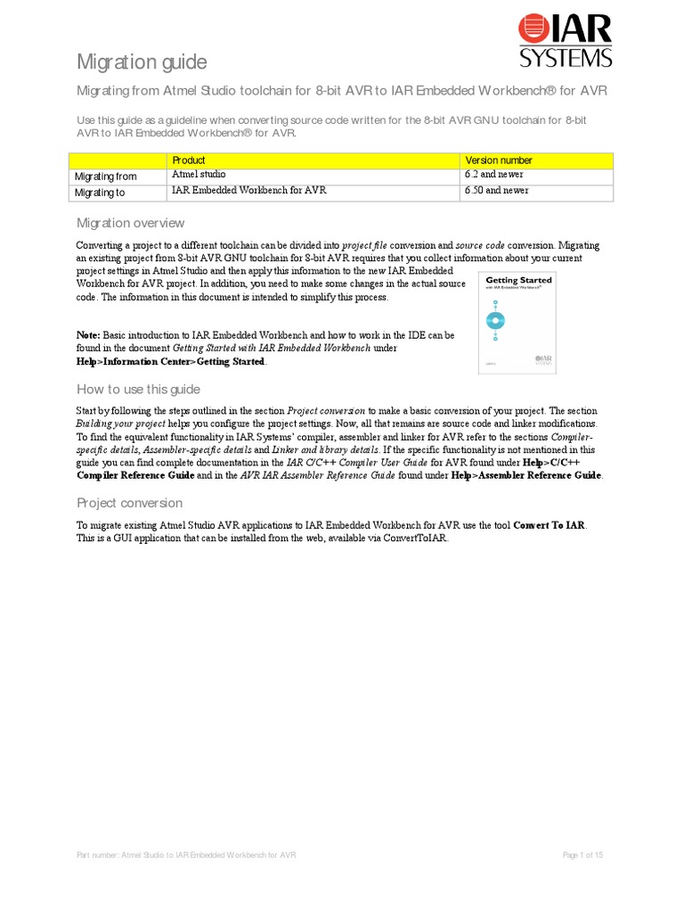 Migration Guide: Migrating From Atmel Studio Toolchain For 8-Bit AVR To IAR Embedded W Orkbench ...