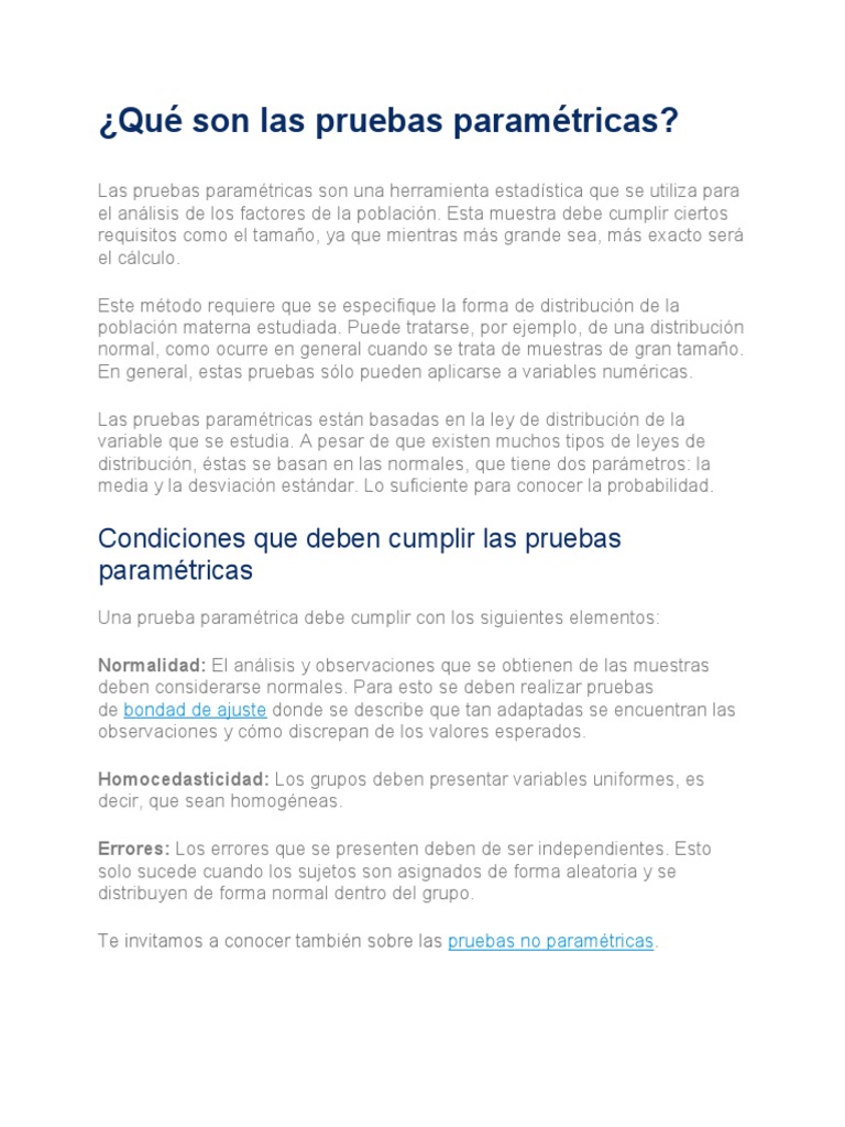 Qué Son Las Pruebas Paramétricas | PDF | Análisis de variación ...