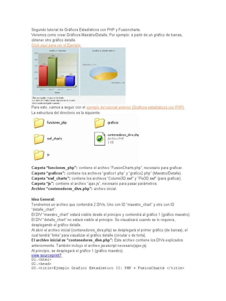 Gráficos Maestro/Detalle con PHP y FusionCharts | PDF | Modelo de objeto de documento | Hojas de ...