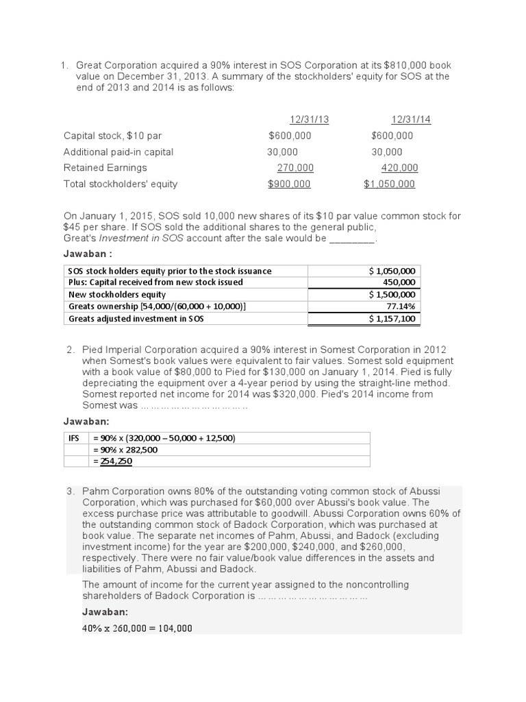 Kuis Akl | PDF | Book Value | Goodwill (Accounting)