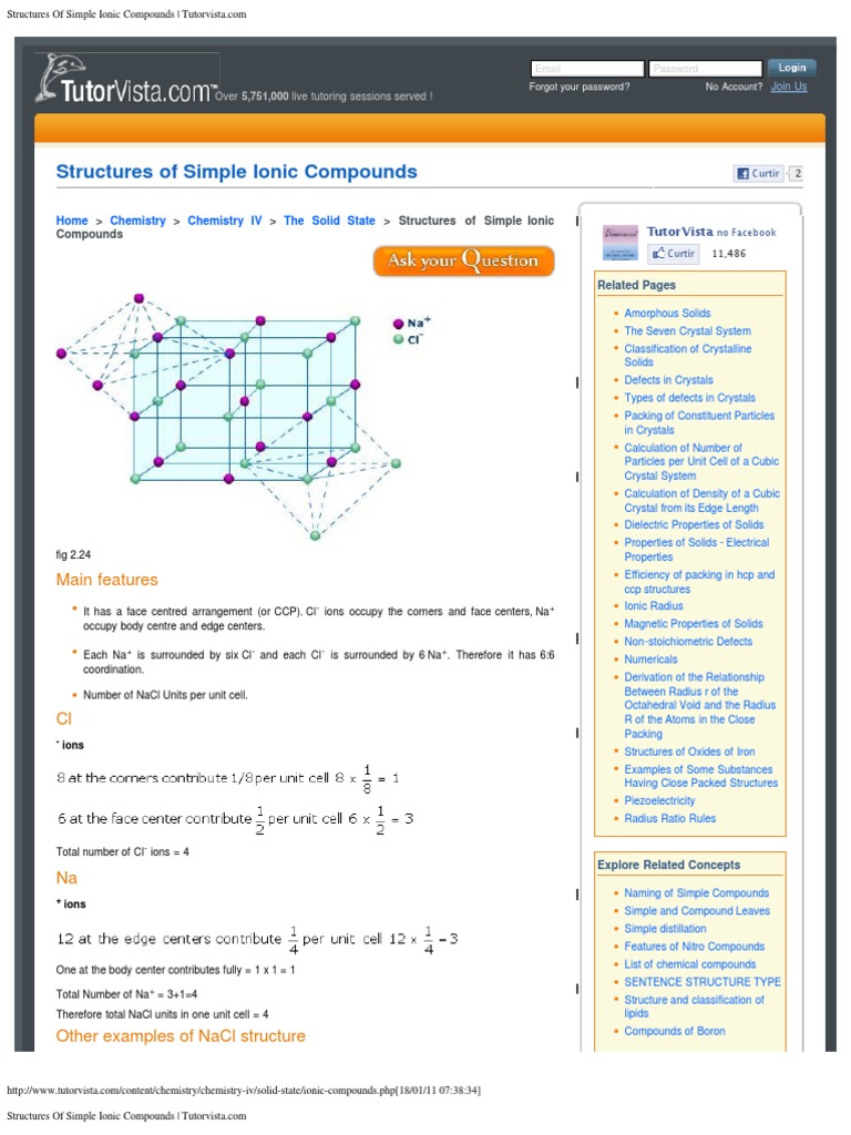 Structures of Simple Ionic Compounds | PDF | Chemical Compounds ...