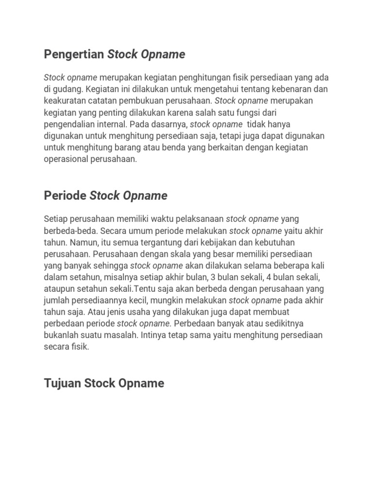 Pengertian Stock Opname | PDF