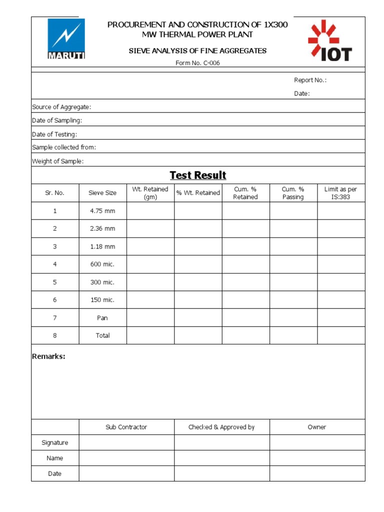 Aggregate Sieve Analysis Report | PDF