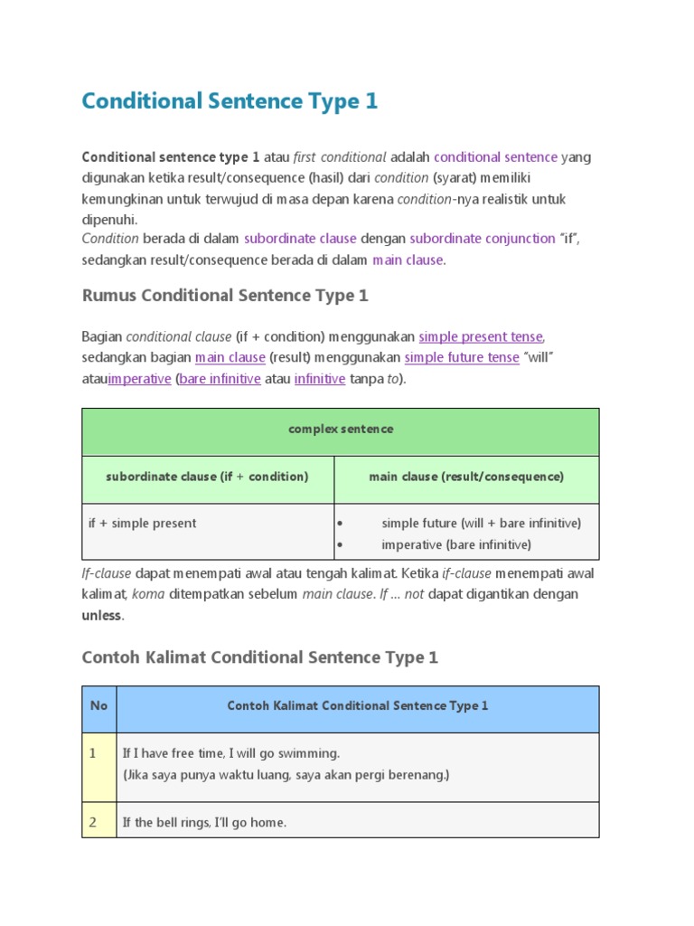 Conditional Sentence Type 1 | PDF