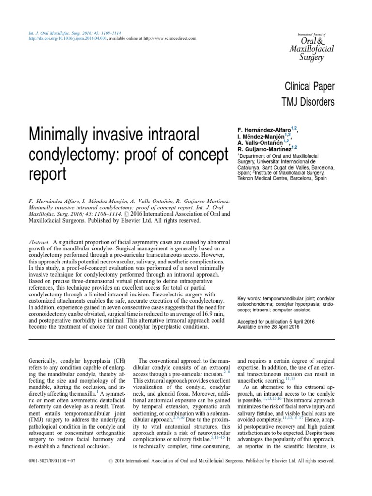 Condilectomia Intra Oral | PDF | Surgery | Clinical Medicine