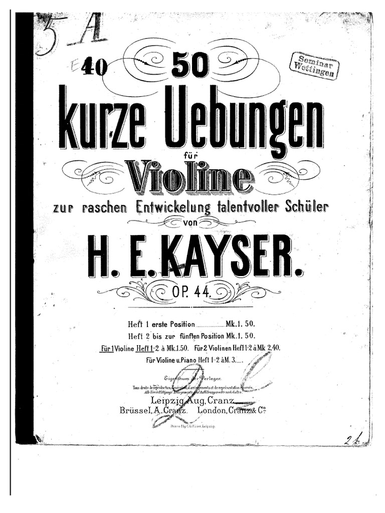 50 EJERCICIOS PARA VIOLIN - Kayser PDF | PDF