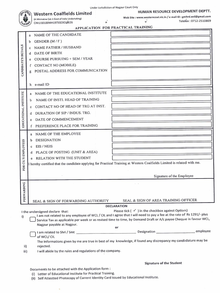 Application For Practical Training at WCL PDF | PDF