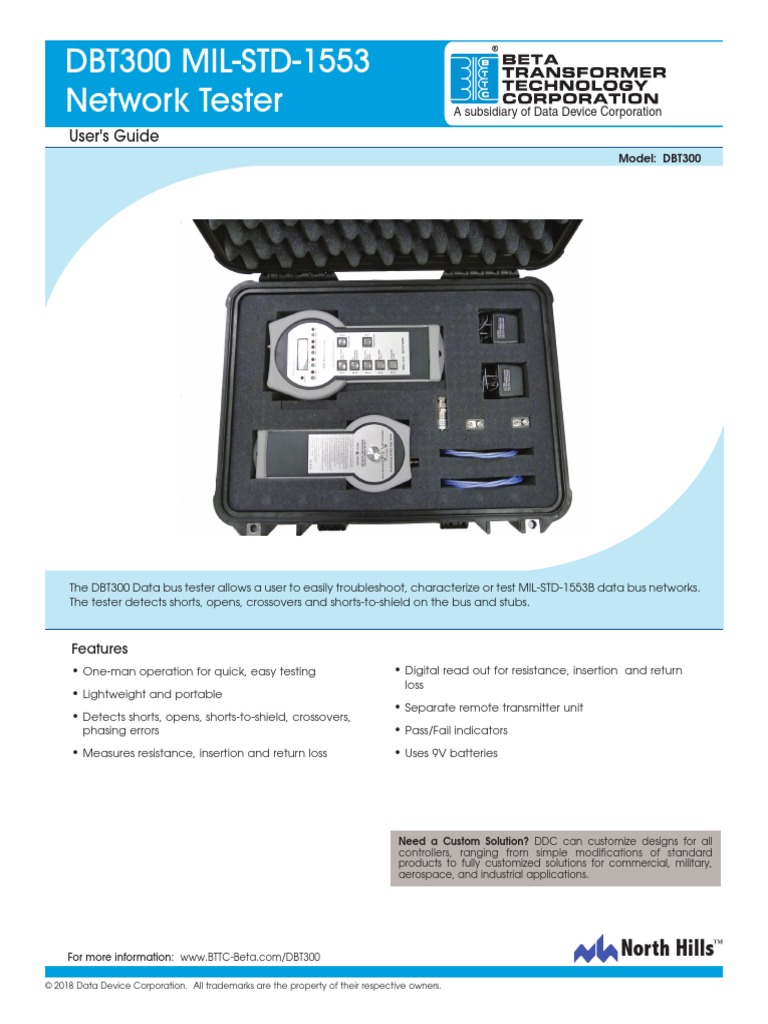 DBT300 MIL-STD-1553 Network Tester: User's Guide | PDF | Decibel ...