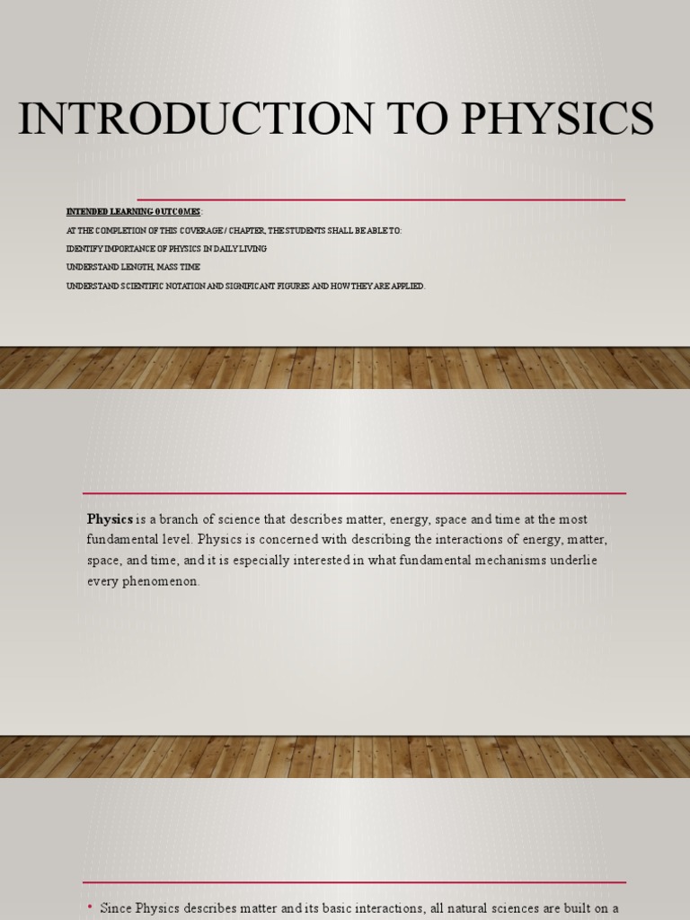 Introduction To Physics: Intended Learning Outcomes | PDF | Weight | Mass