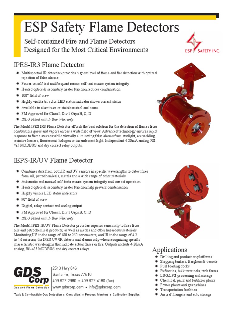 ESP Safety Flame Detectors Overview | PDF | Ultraviolet | Sensor