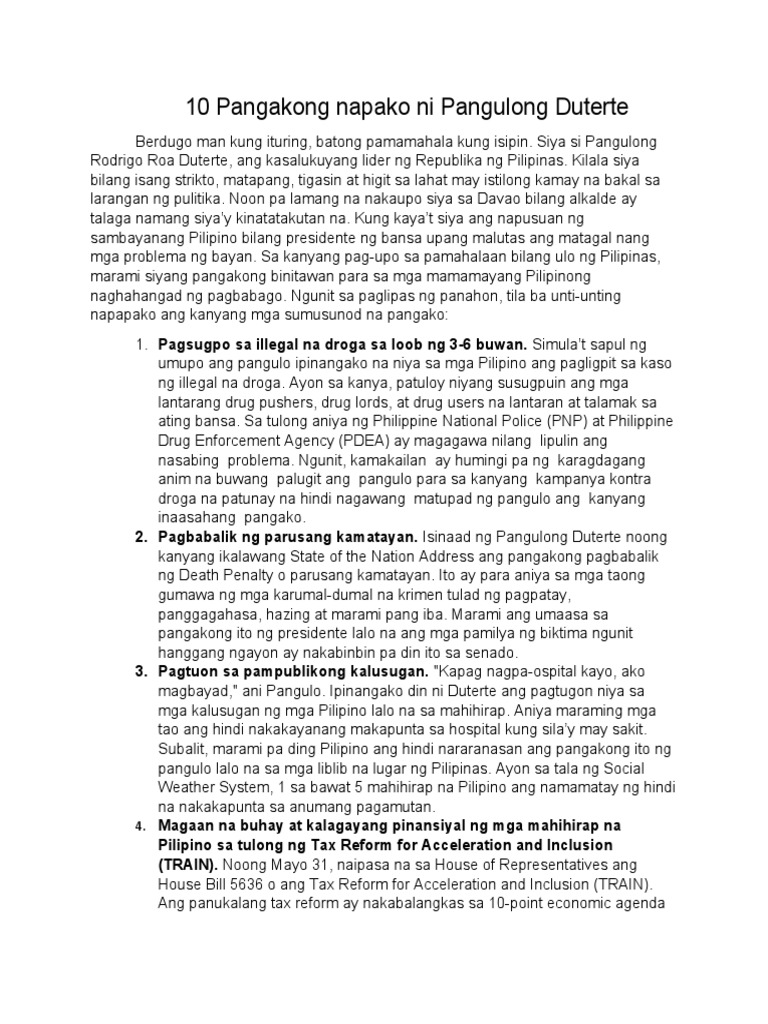 10 Pangakong Napako | PDF
