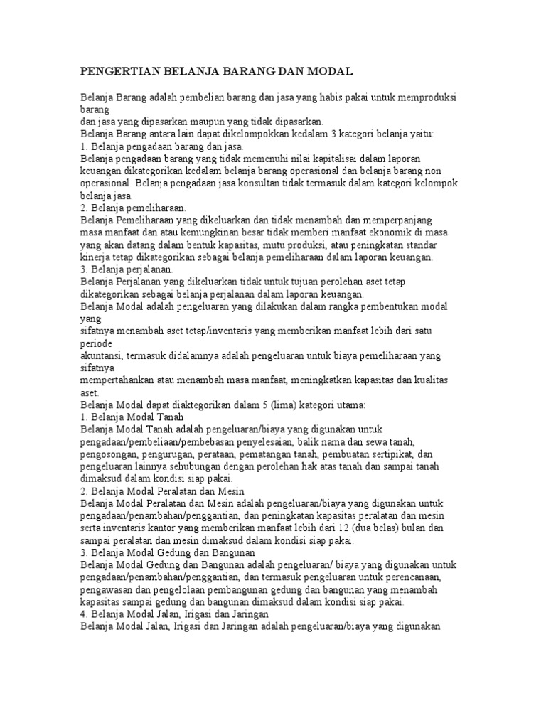Pengertian Belanja Barang Dan Modal | PDF