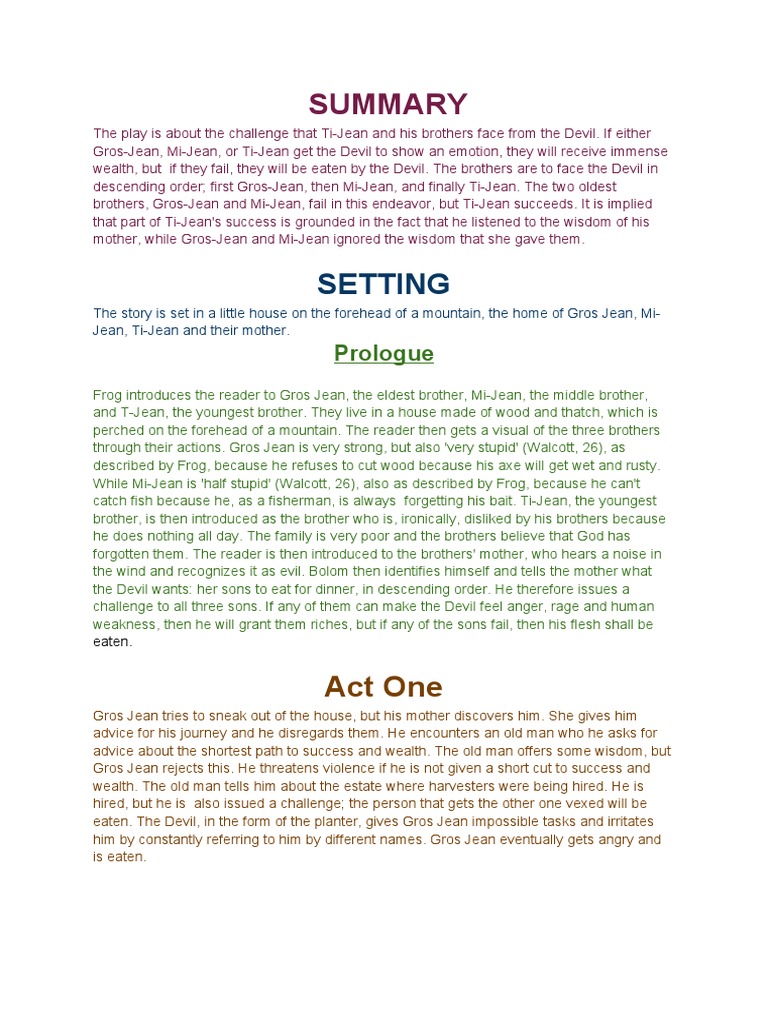 Ti-Jean and His Brothers | PDF