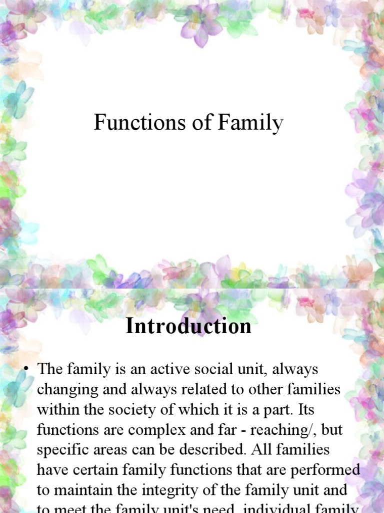 Functions of Familyn | PDF | Family | Socialization