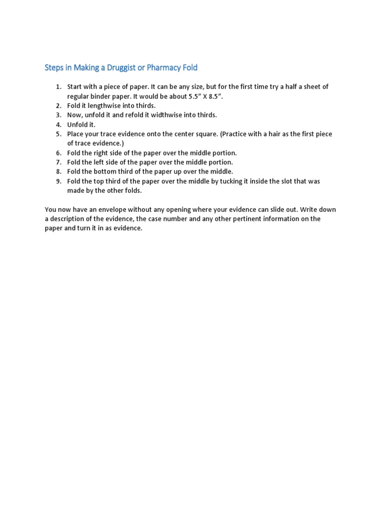 Steps in Making A Druggist or Pharmacy Fold PDF Version PDF | PDF ...