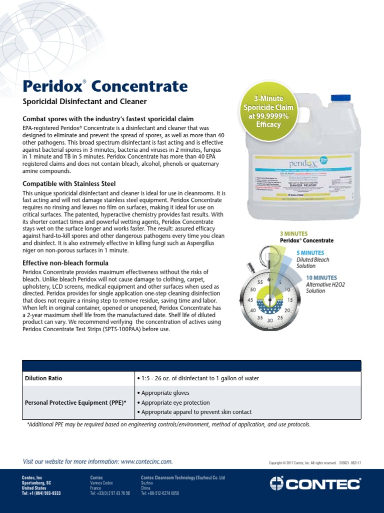 Peridox Concentrate: Sporicidal Disinfectant and Cleaner | PDF ...