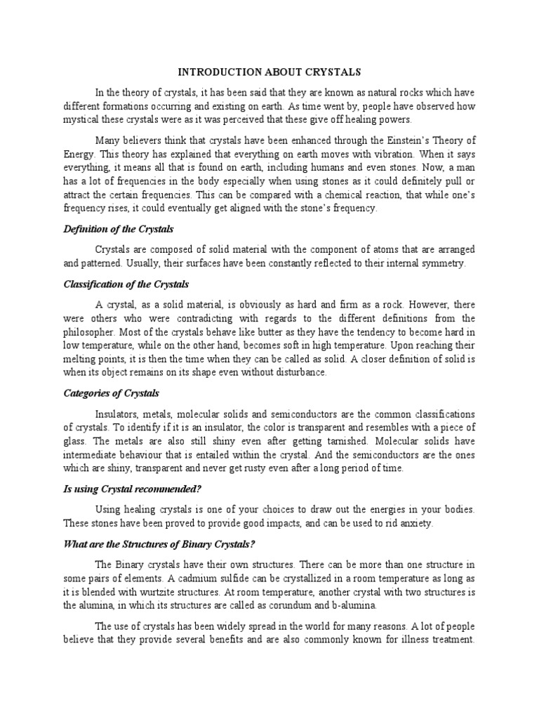 Introduction About Crystals: Definition of The Crystals | PDF | Crystal ...