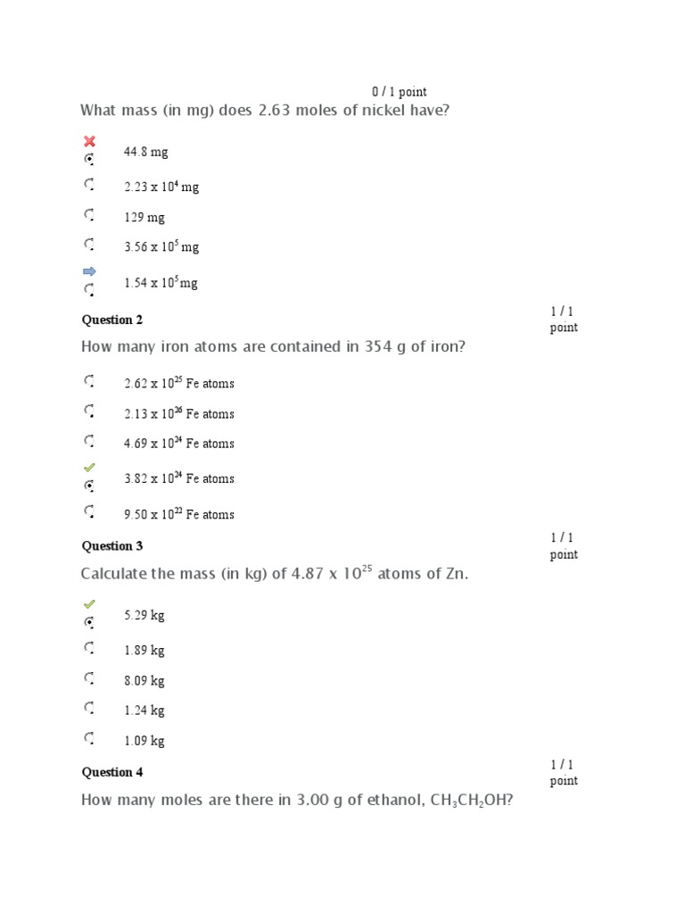 Quiz 5678 | PDF | Stoichiometry | Mole (Unit)