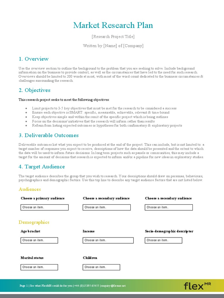 Market Research Plan Template | PDF | Target Audience | Qualitative ...