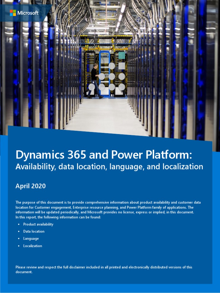 Dynamics 365 and Power Platform Infrastructure and Availability April ...