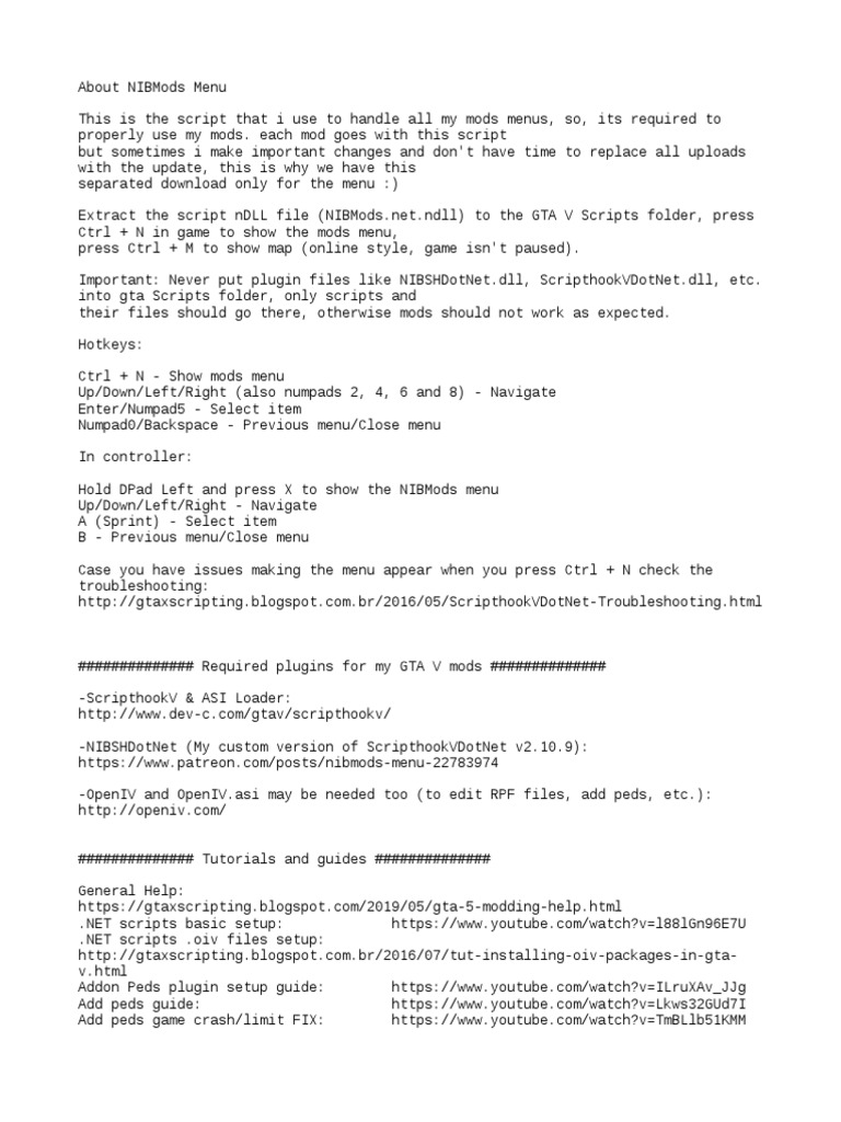 README NIBMods Menu | PDF