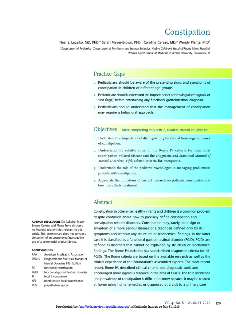 Constipation: Practice Gaps | PDF | Constipation | Rectum