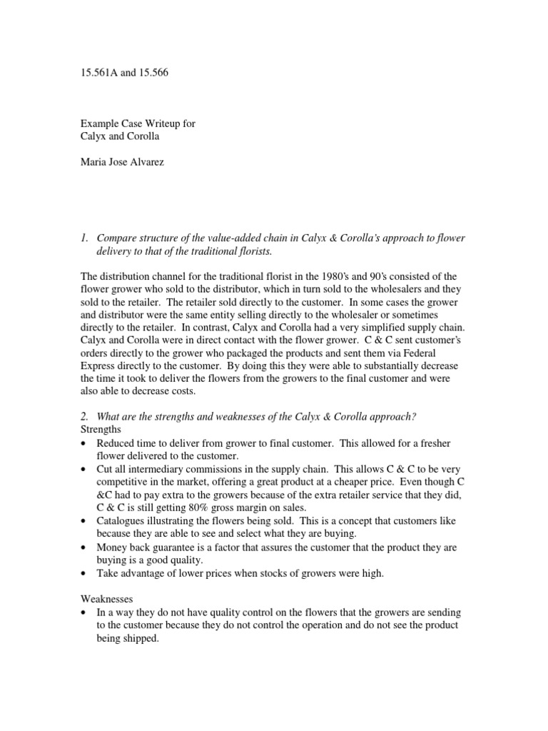 Calyx Case Study Analysis Example PDF | Download Free PDF | Retail ...