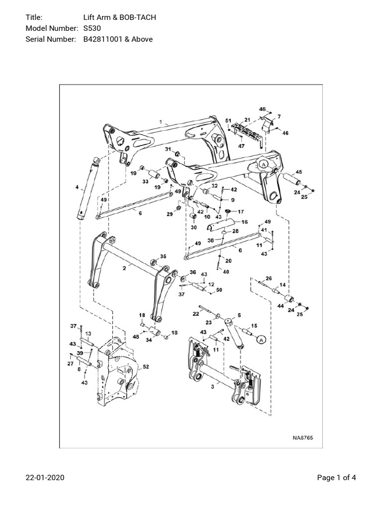 Lift Arm & BOB-TACH - S530 PDF | PDF | Screw | Mechanical Engineering