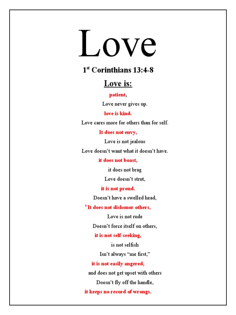Love Is:: 1 Corinthians 13:4-8 | PDF | Love | Religious Behaviour And ...