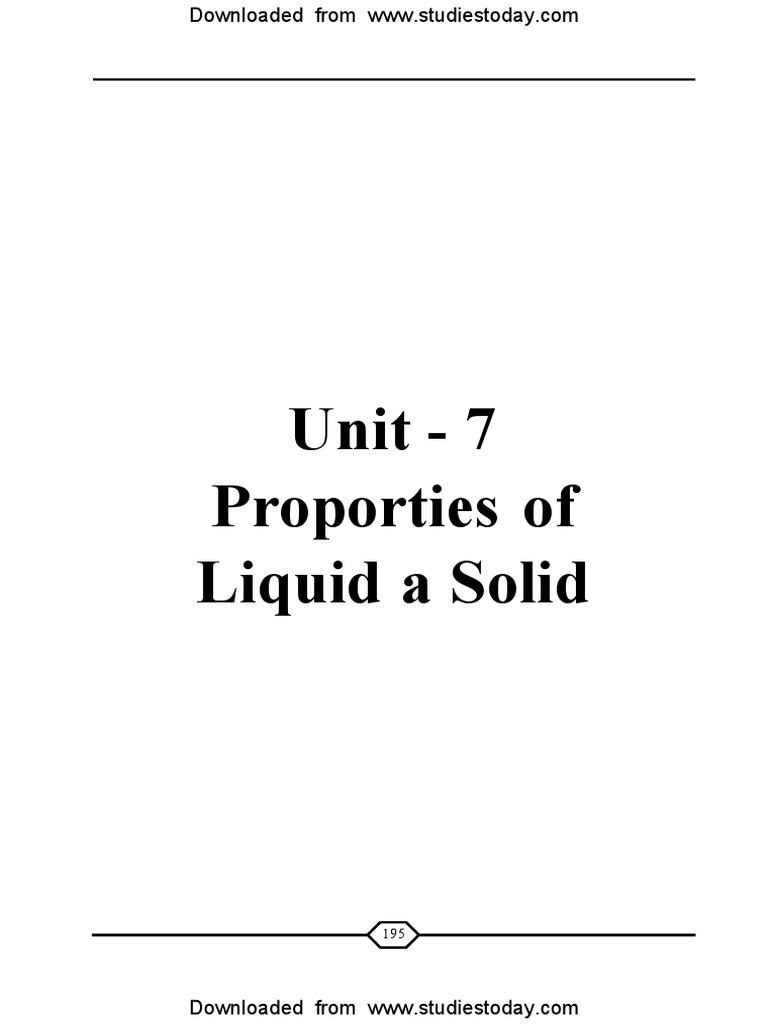 NEET UG Physics Properties of Liquid of Solid MCQs PDF | PDF | Fluid ...