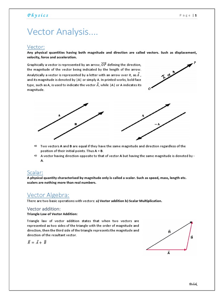 Vector Analysis PDF | PDF | Euclidean Vector | Vector Space