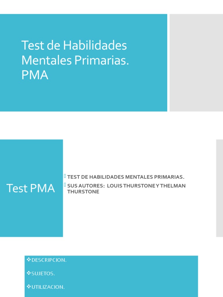 Test de Habilidades Mentales Primarias | PDF | Cognición | Ciencia ...