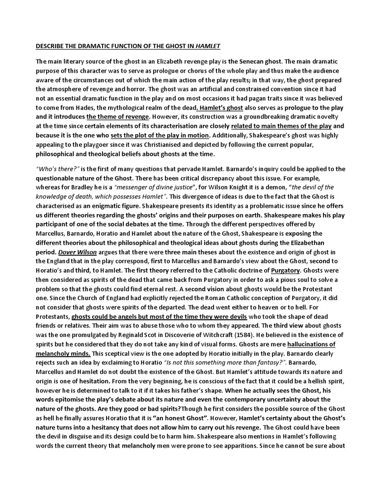 Dramatic Function of The Ghost in Hamlet PDF | PDF | Ghosts | Hamlet