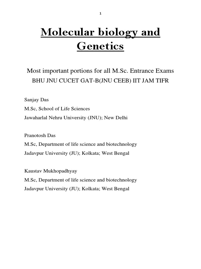 Molecular Biology and Genetics Book 3 PDF | Download Free PDF | Dna ...