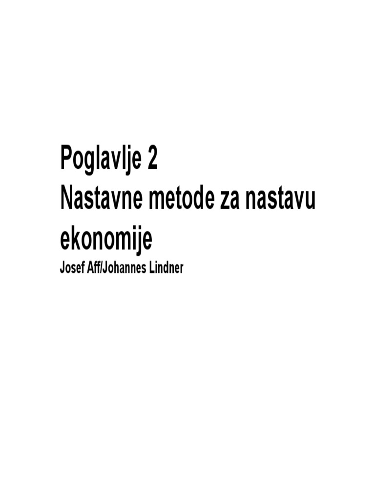 Nastavne Metode Za Nastavu Ekonomije | PDF