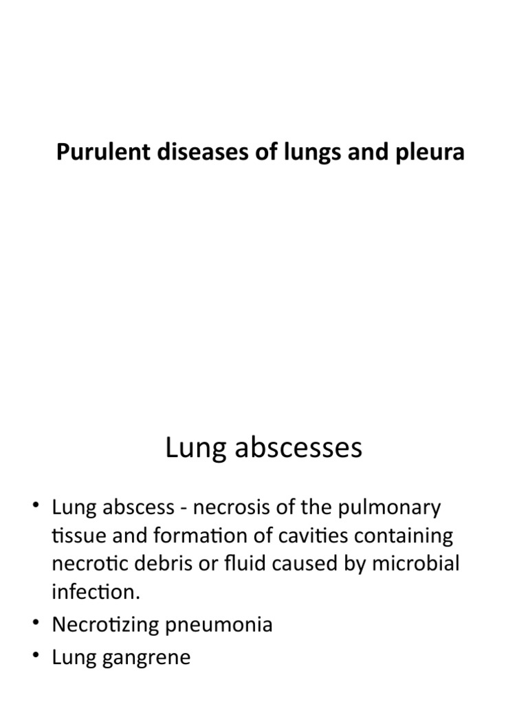Purulent Diseases of Lungs and Pleura | PDF | Lung | Medical Specialties