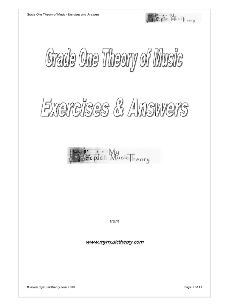 Grade One Theory of Music - Exercises and Answers | PDF | Scale (Music ...