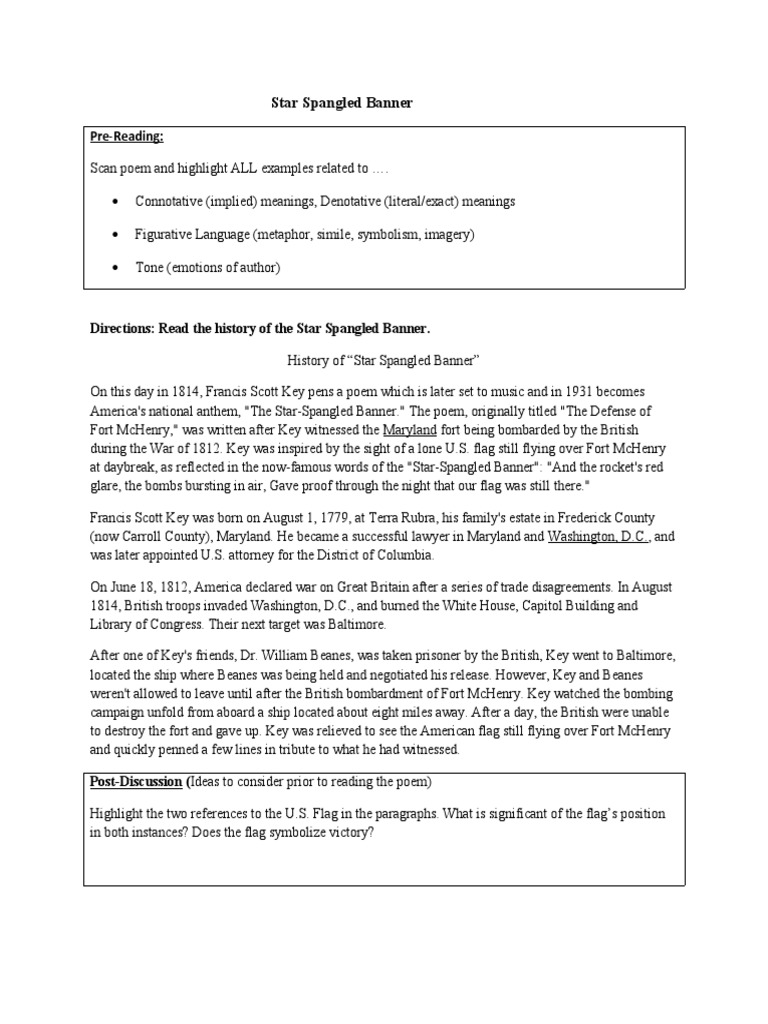 Star Spangled Banner History | PDF