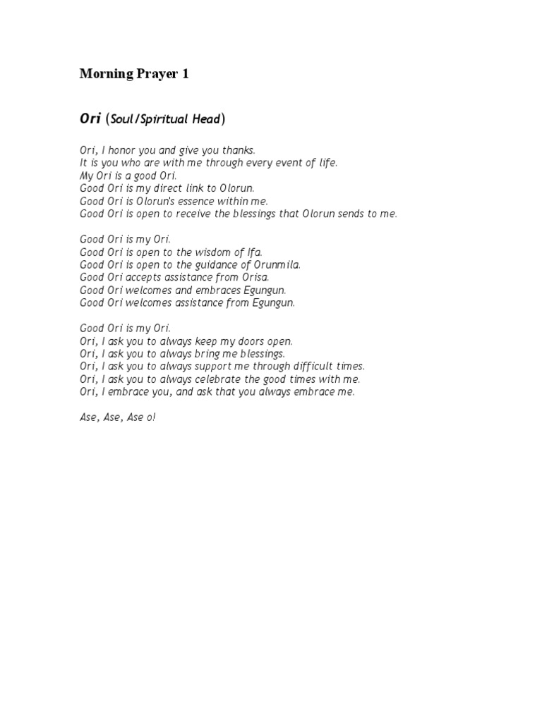 Ifa Morning Prayers | PDF