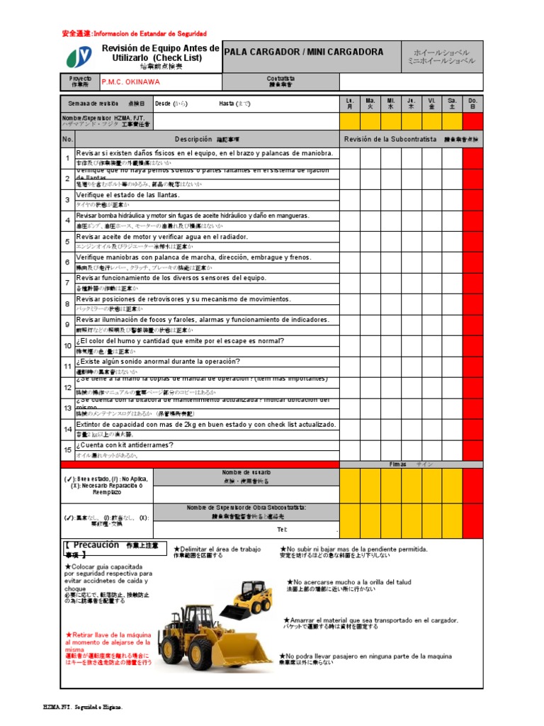 Checklist Equipos | PDF | Ingeniería mecánica | Bienes manufacturados