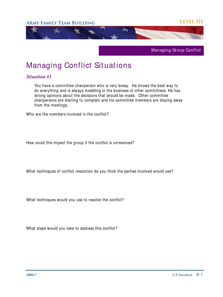 3.5 Managing Group Conflict HO6 | PDF | Violence