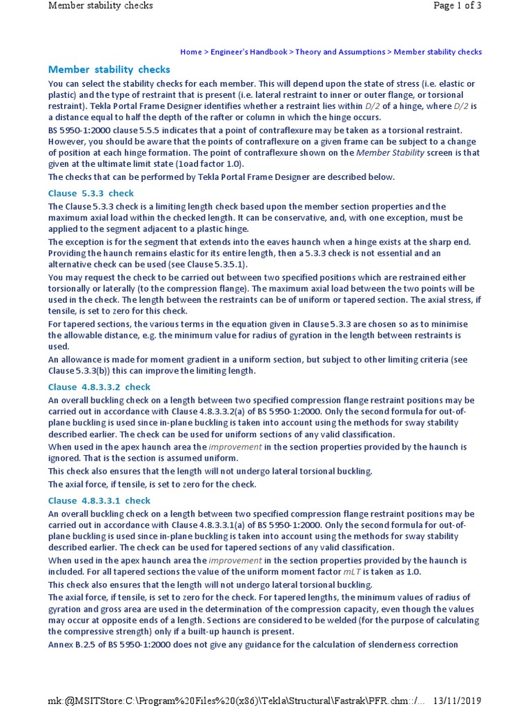 Member Stability Check | PDF | Buckling | Plasticity (Physics)