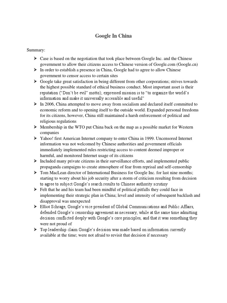Presentation of Google in China | PDF | Censorship | China