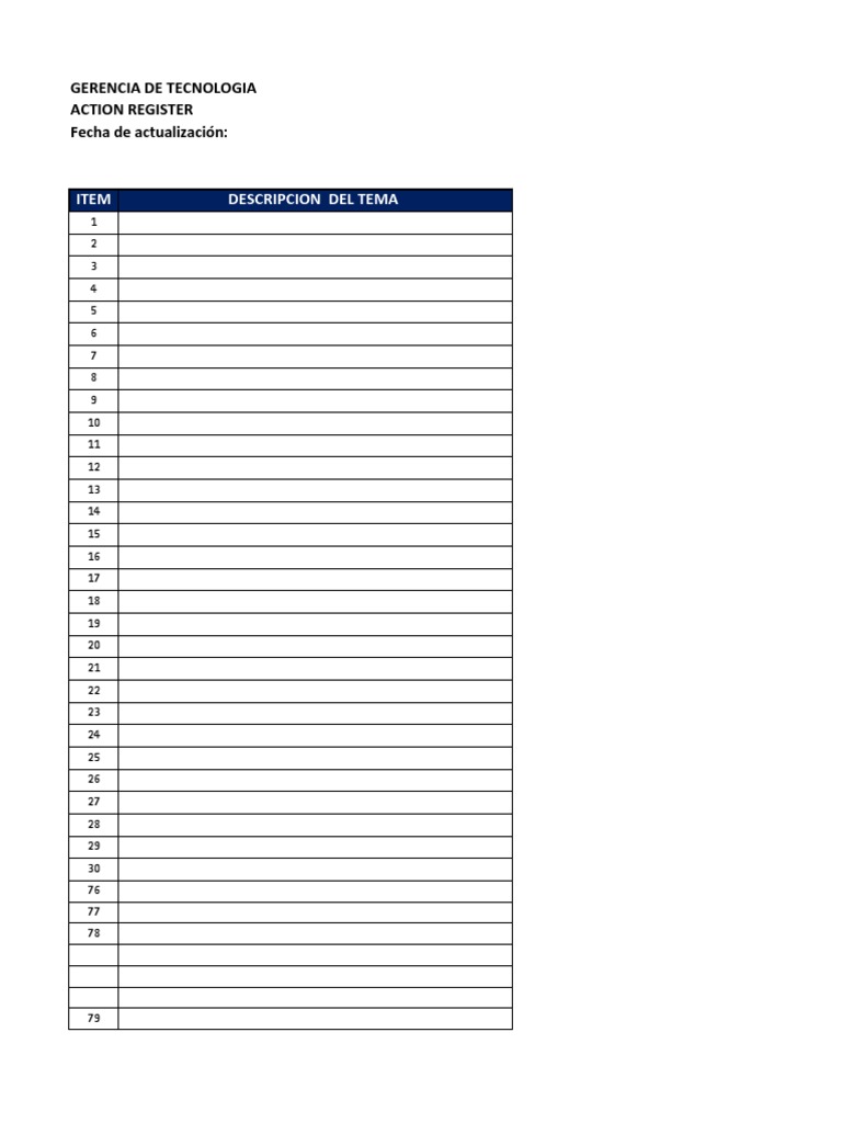 Action Register Base | PDF