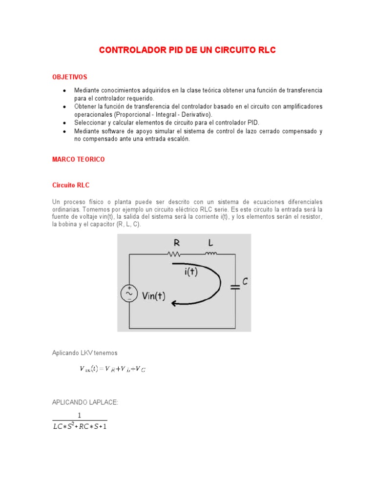 Controlador Pid de Un Circuito RLC en Serie | PDF | Integral | Red ...